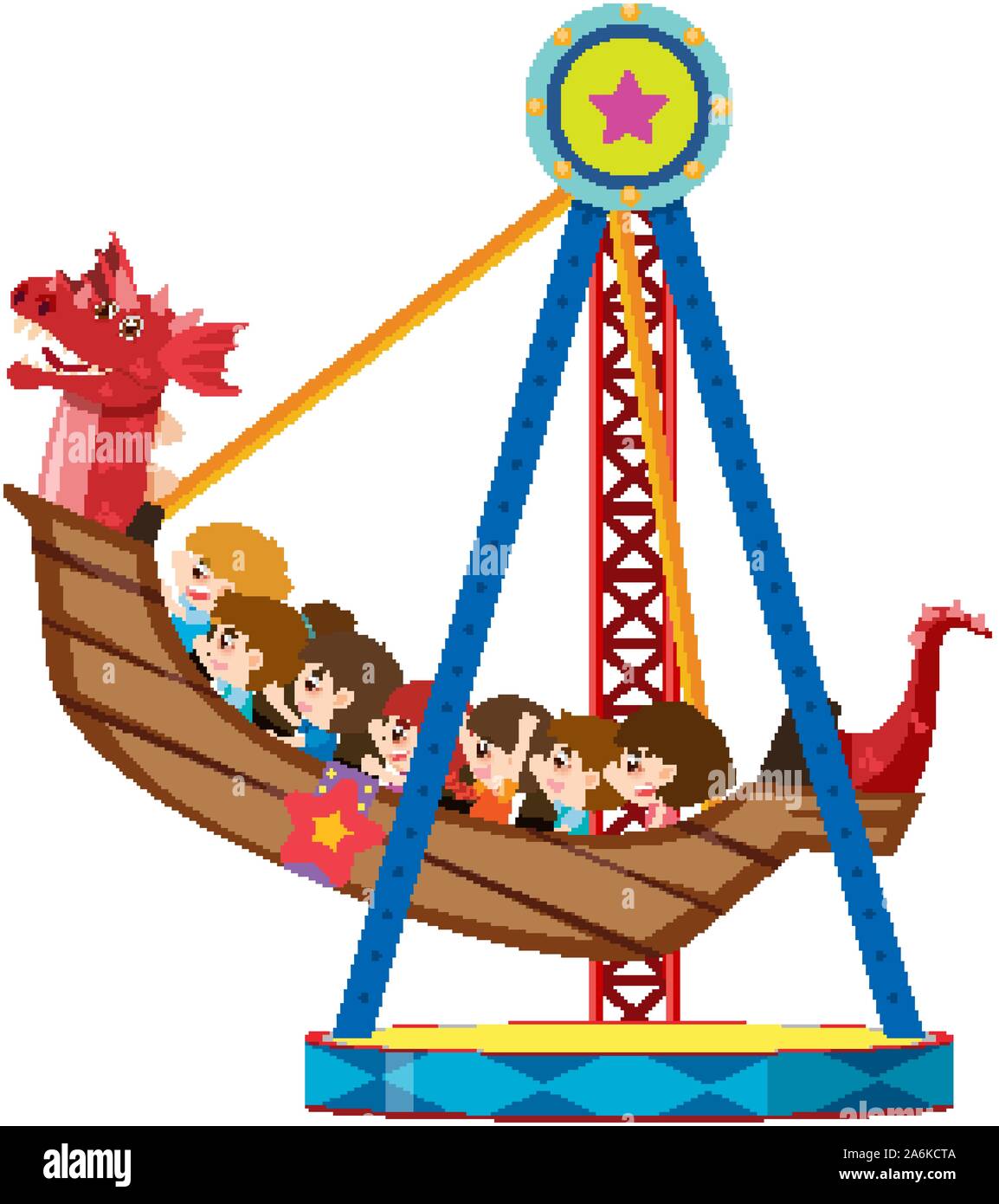 Children riding on viking ride illustration Stock Vector Image & Art ...