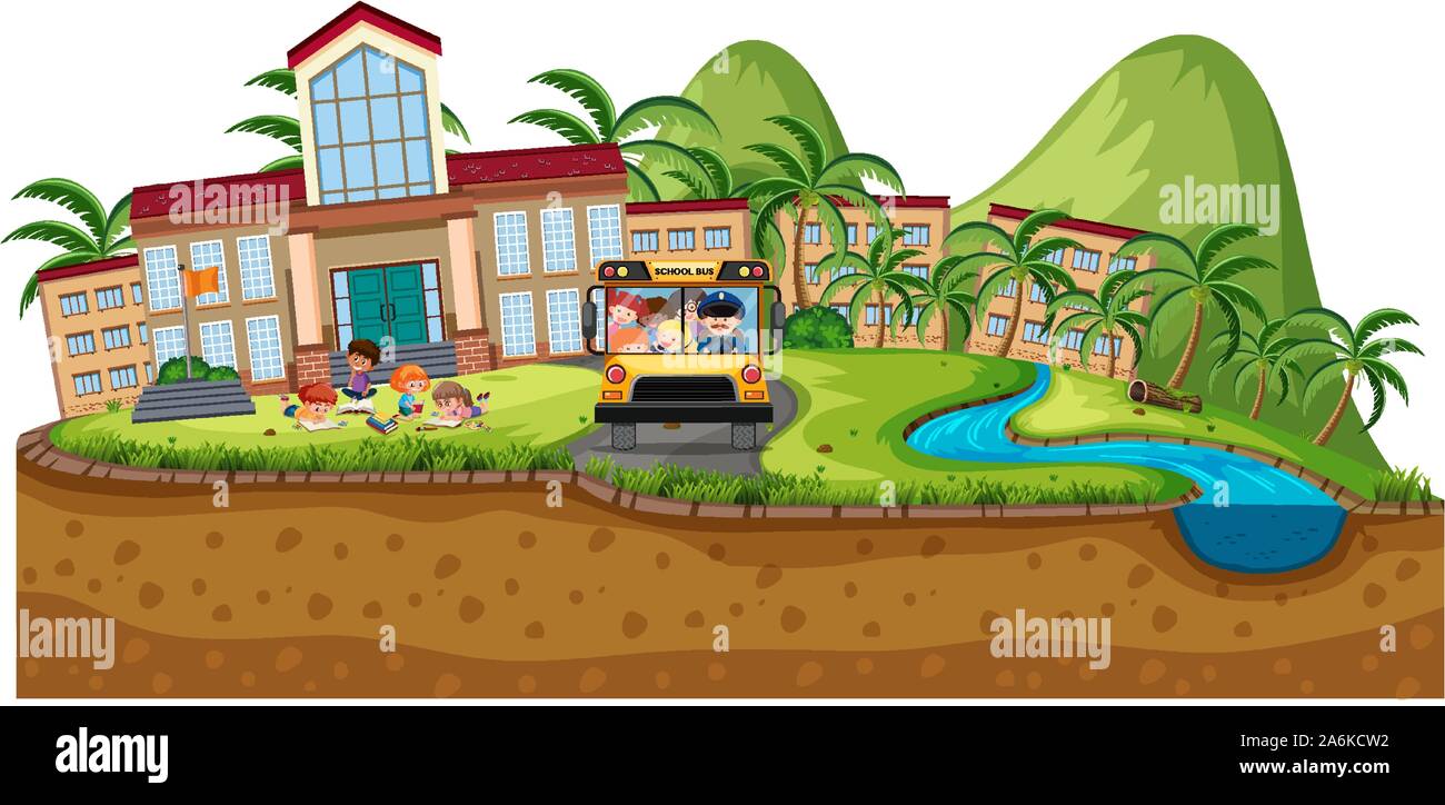 Background scene of school buildings illustration Stock Vector Image ...