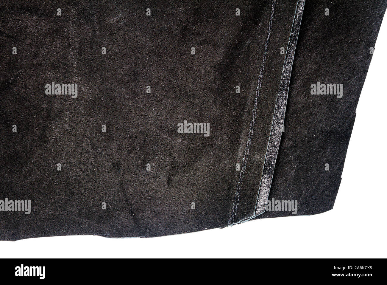 Piece of messy black leather isolated on white background. Crumpled ...