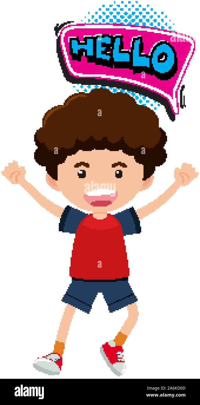 Boy with expression word hello illustration Stock Vector Image & Art ...