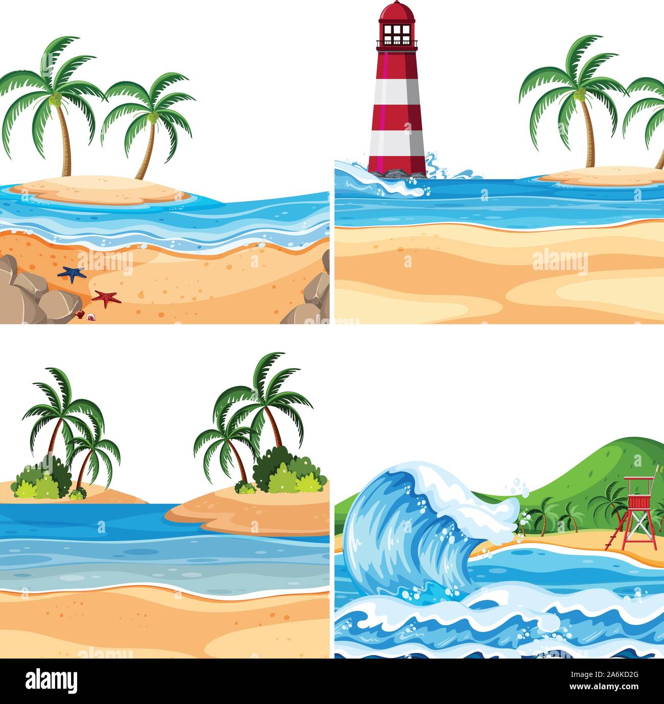Beach scene cartoon Cut Out Stock Images & Pictures - Alamy