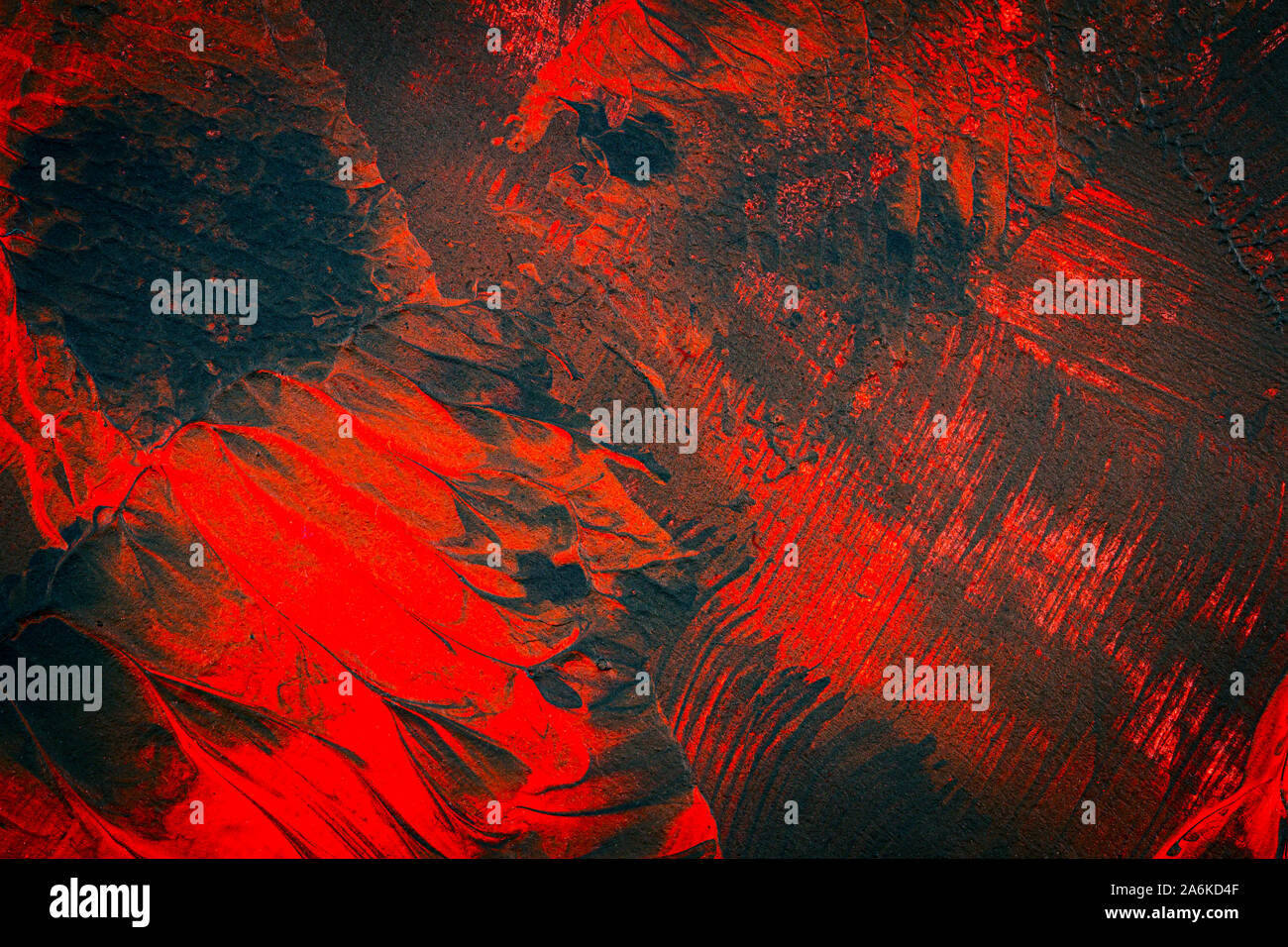 Black and red hand painted acrylic background. Grunge acrylic texture with painted dots and ...