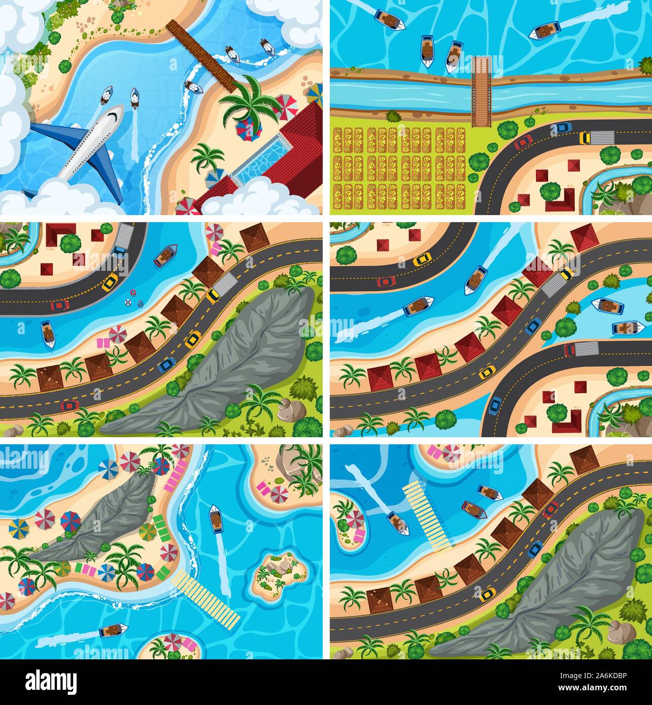 Set of aerial view scenes illustration Stock Vector Image & Art - Alamy