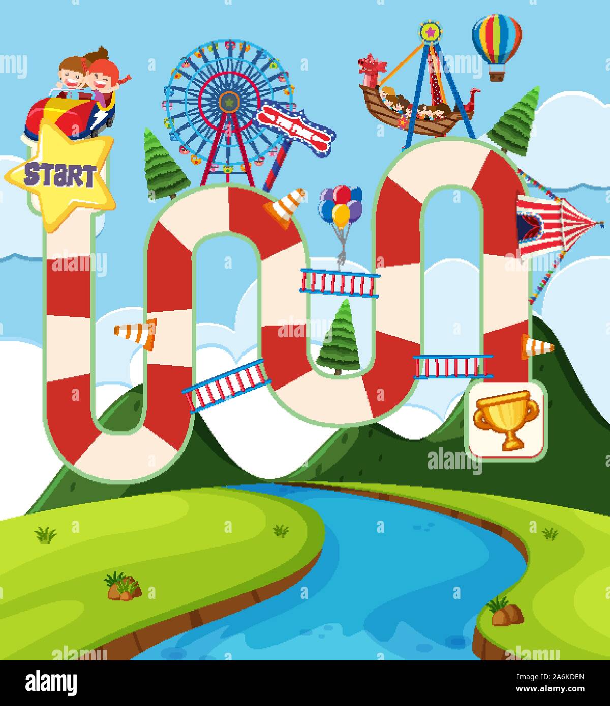Boardgame design template with kids in circus illustration Stock Vector ...