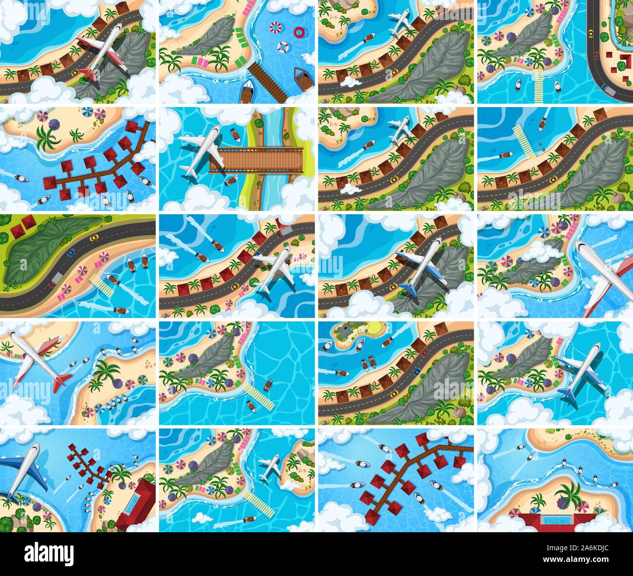 Set of aerial view scenes illustration Stock Vector Image & Art - Alamy