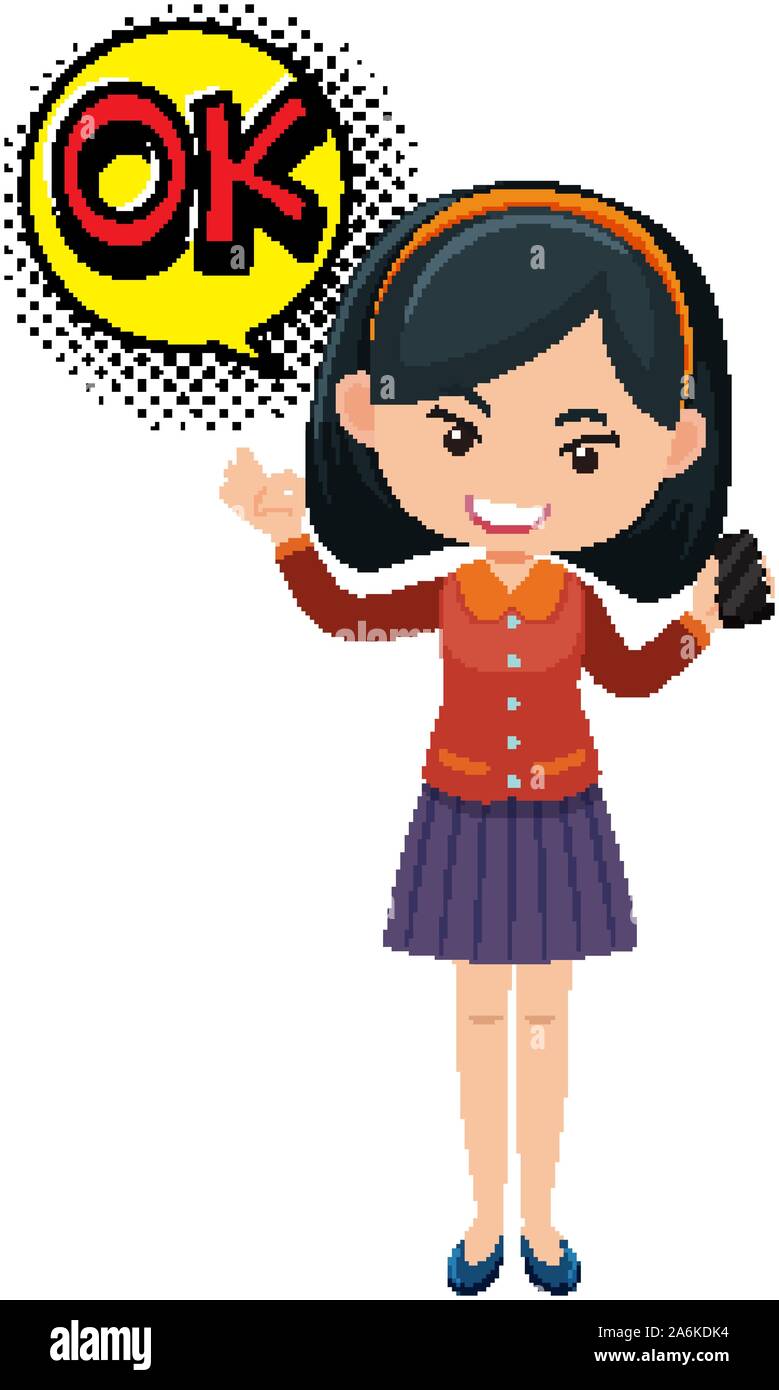 Girl with expression word ok illustration Stock Vector Image & Art - Alamy