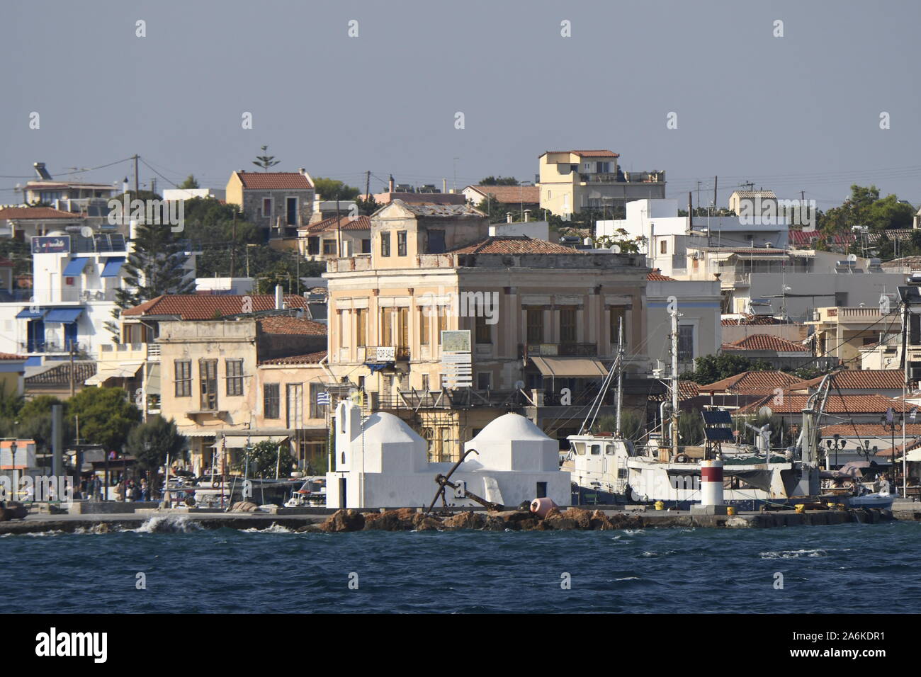 overview of the city of Egina on Aegina Island in Greece Stock Photo ...