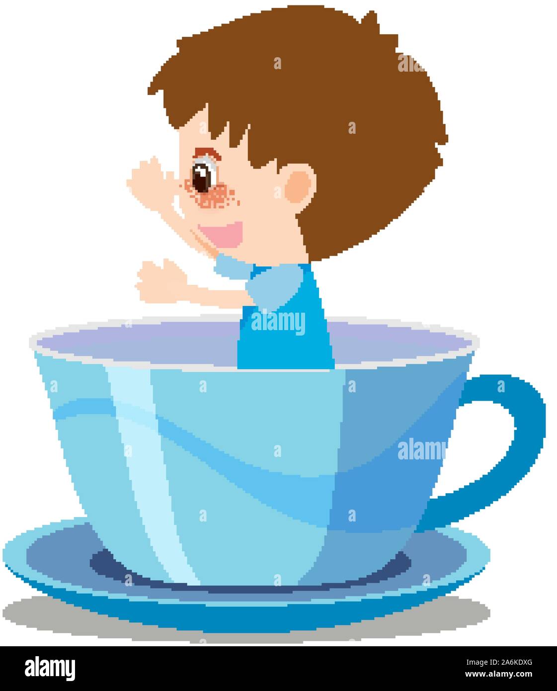 Single character of boy in blue cup on white background illustration ...
