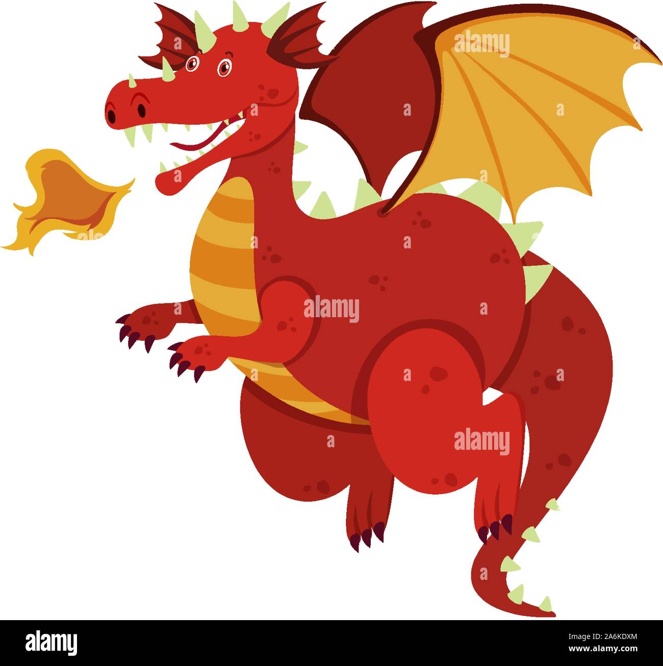 Single character of red dragon on white background illustration Stock ...