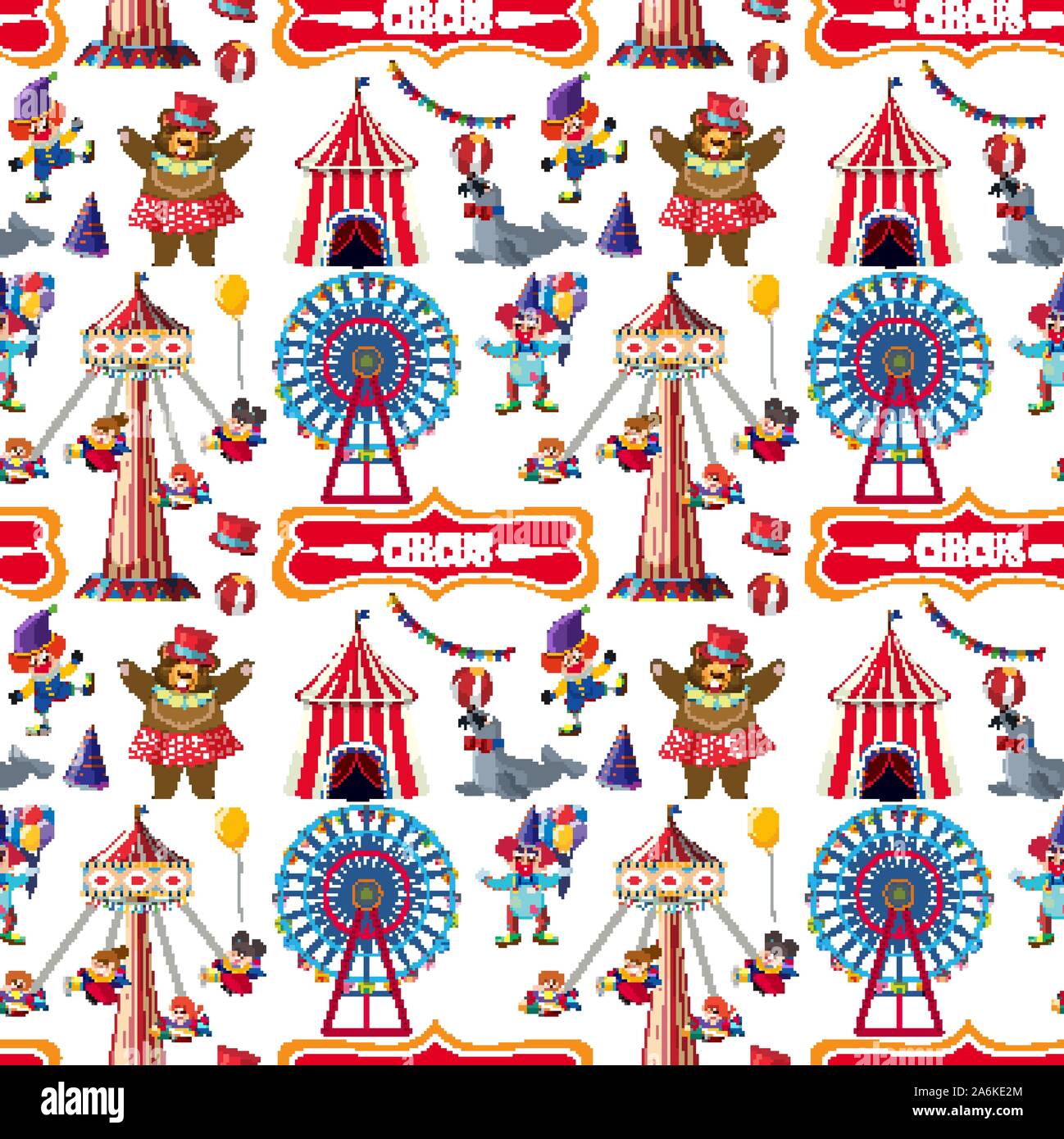 Seamless background design with circus theme illustration Stock Vector ...