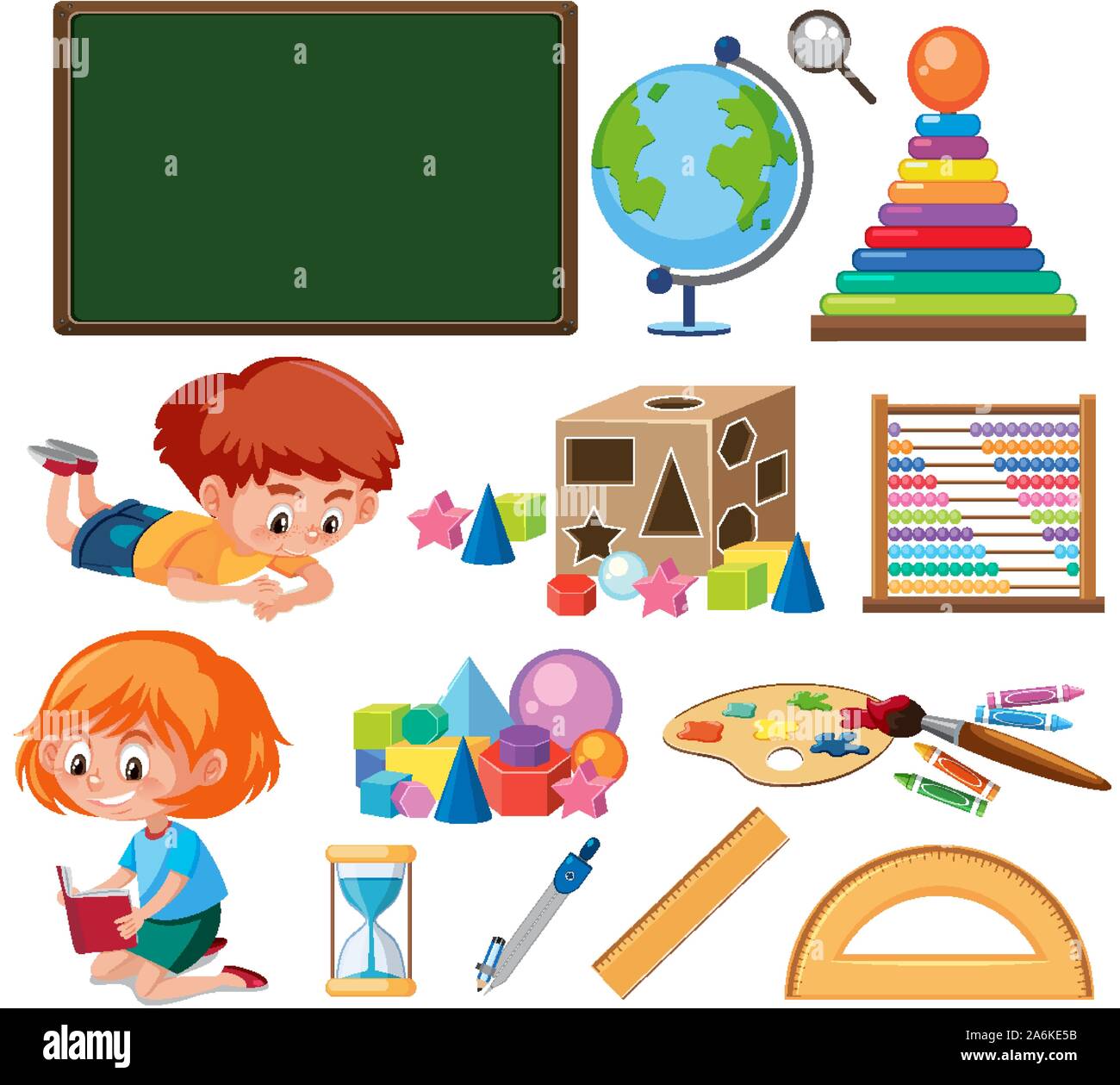 Set of isolated objects theme education illustration Stock Vector Image ...