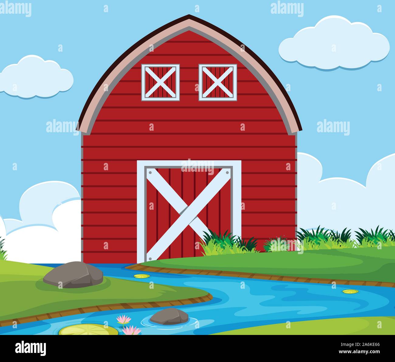 An outdoor scene with barn illustration Stock Vector Image & Art - Alamy