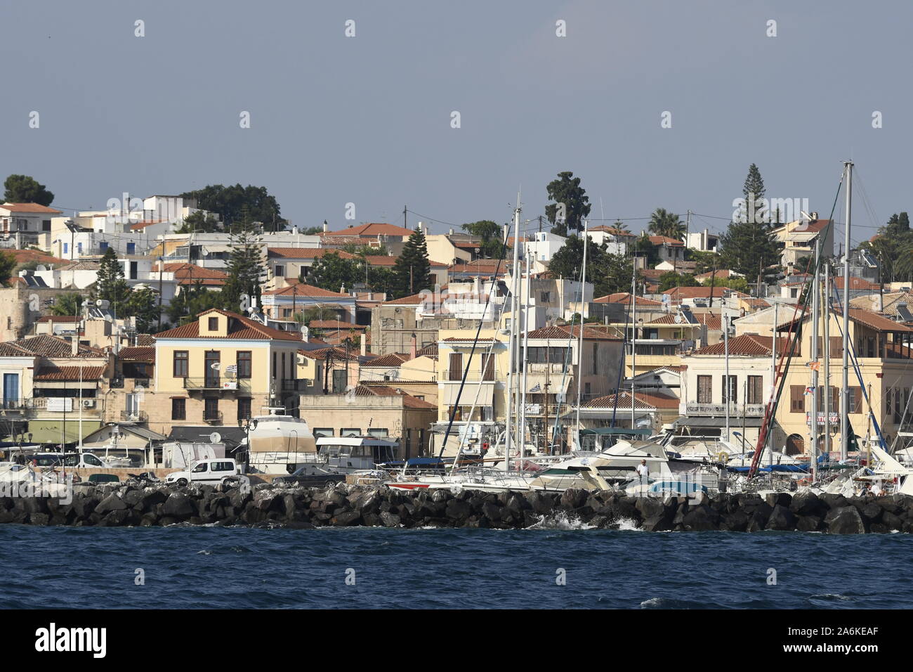 overview of the city of Egina on Aegina Island in Greece Stock Photo ...