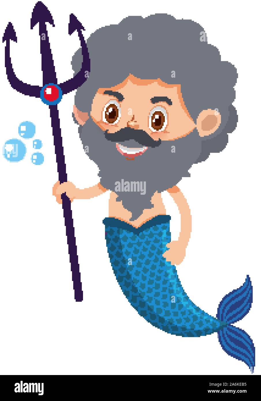 Single character of merman on white background illustration Stock ...