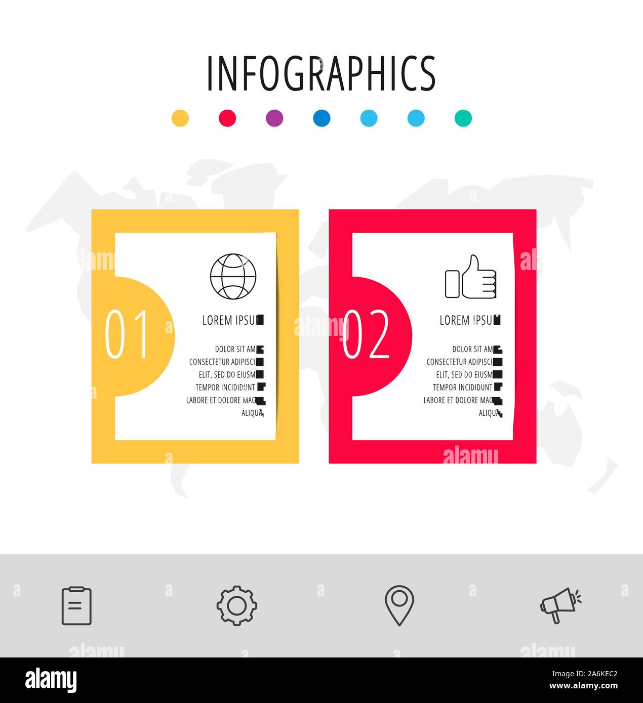 Vector infographic flat template. Rectangles for two diagrams, graph ...