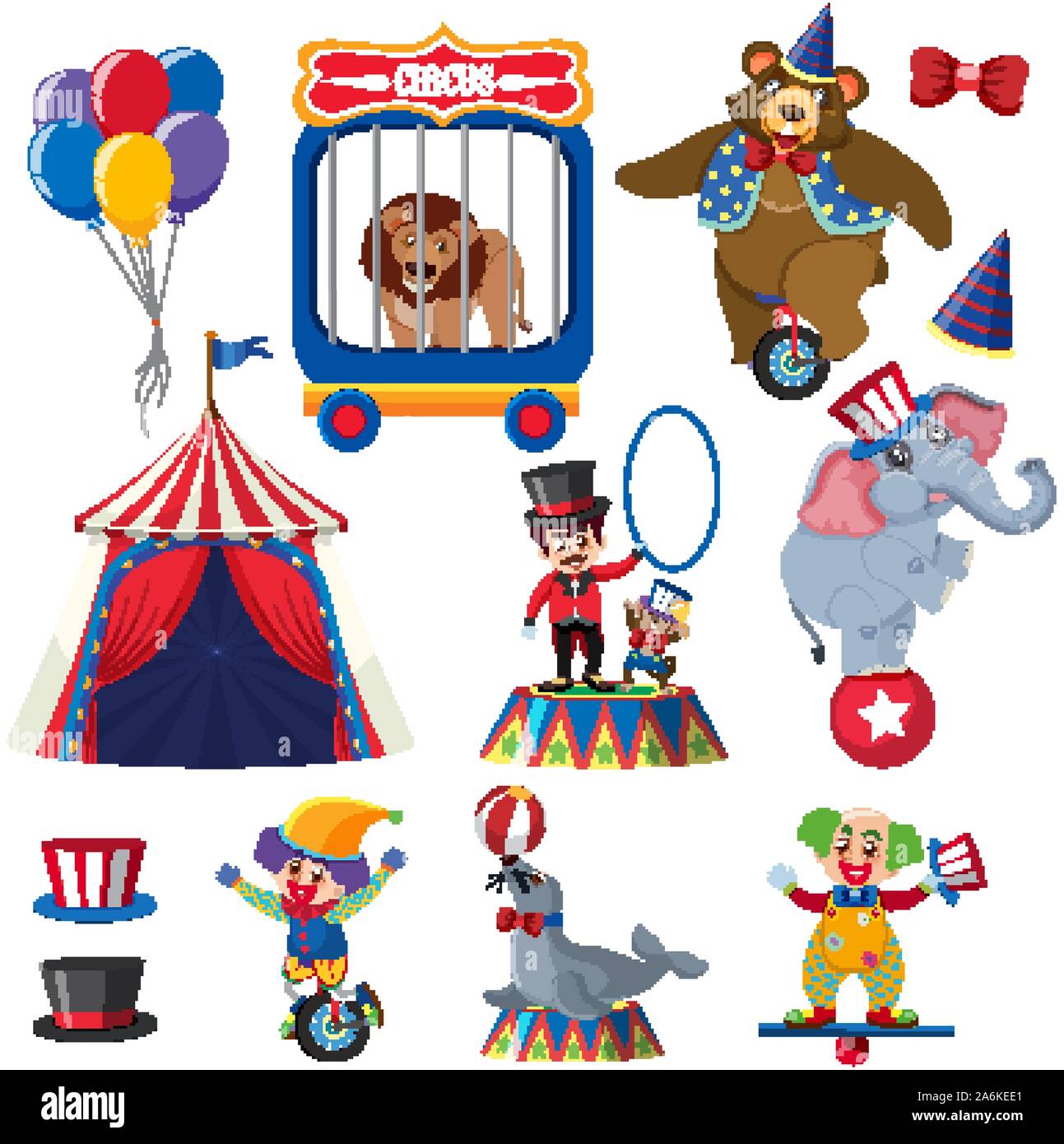 Set of circus animals and people illustration Stock Vector Image & Art ...