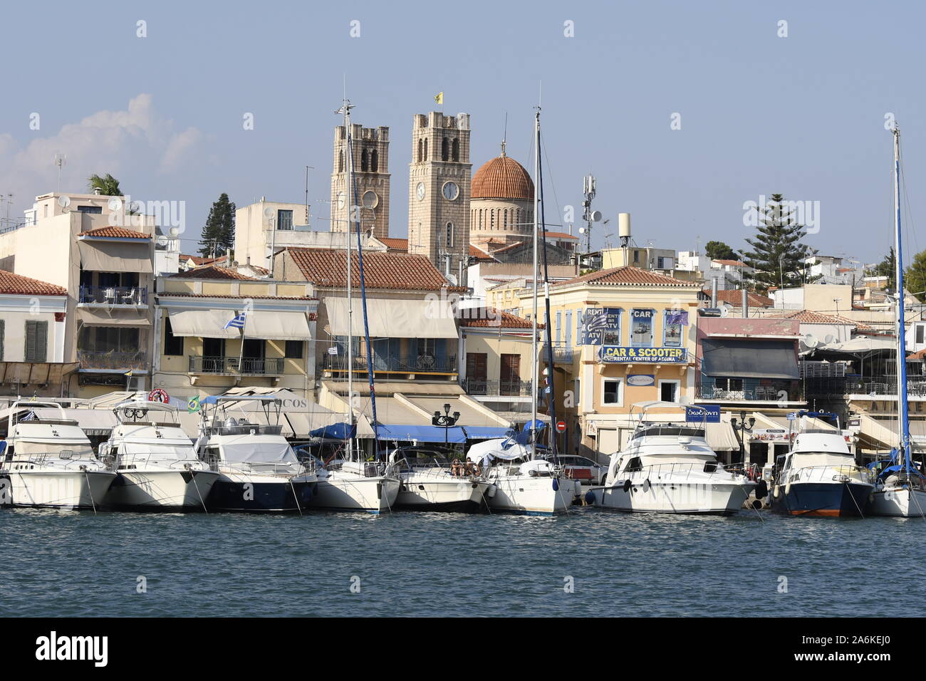 overview of the city of Egina on Aegina Island in Greece Stock Photo ...