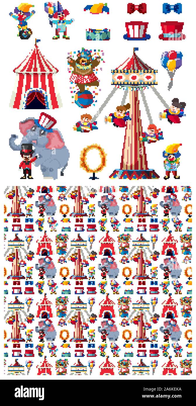 Seamless background design with circus ride and animals illustration ...