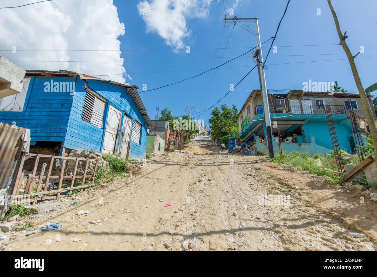 Santo Domingo, Dominican Republic; April 13, 2014: Dirt Road Between ...