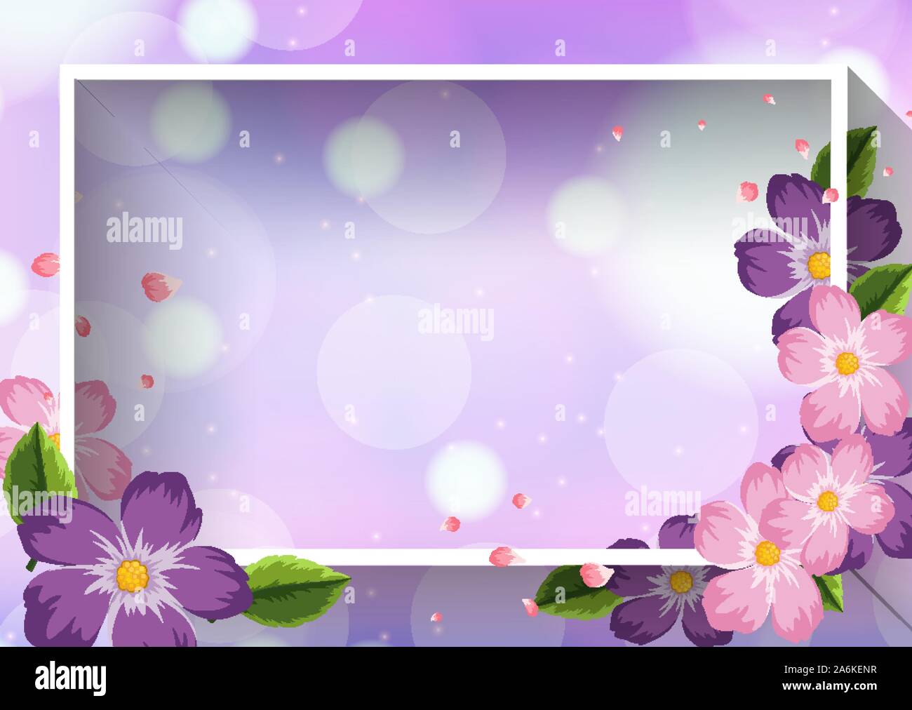 Frame template design with purple flowers illustration Stock Vector ...