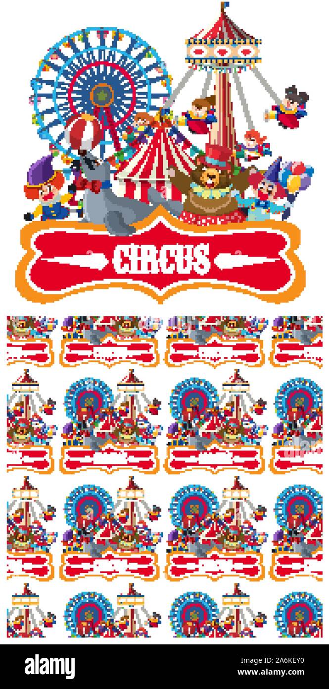 Seamless background design with circus rides illustration Stock Vector ...