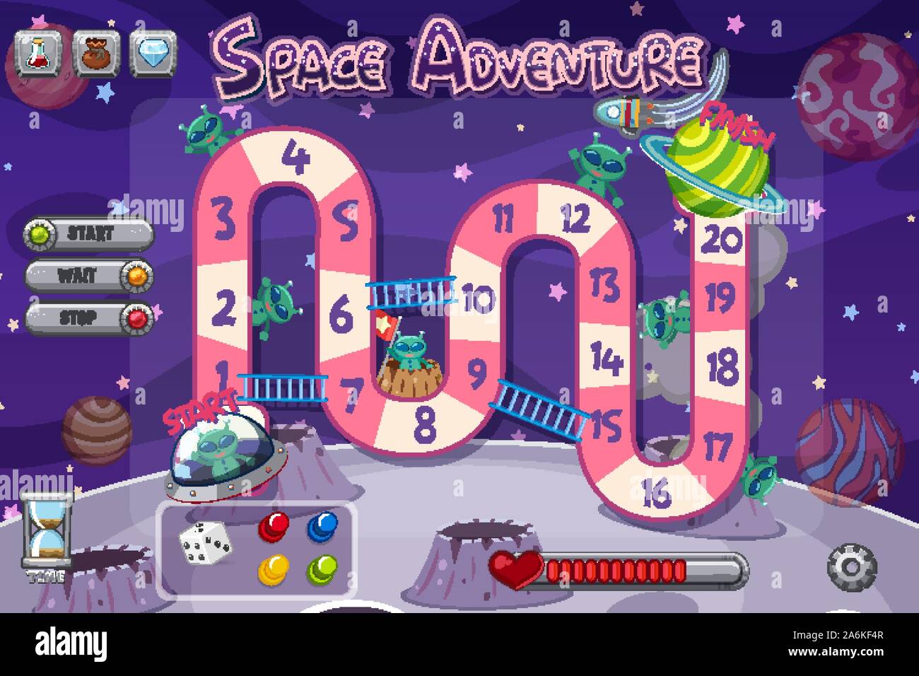 Game template with aliens in space illustration Stock Vector Image ...