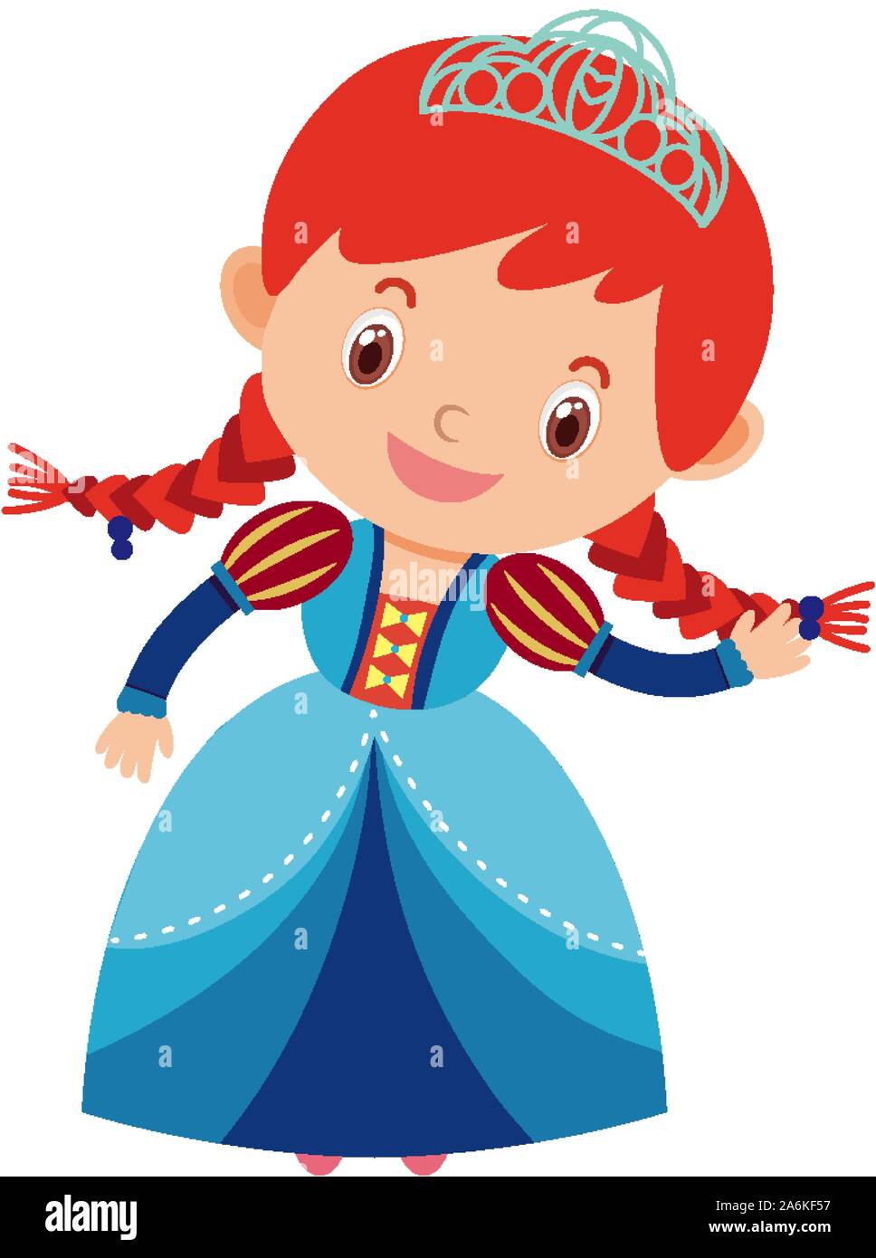 Single character of princess on white background illustration Stock ...
