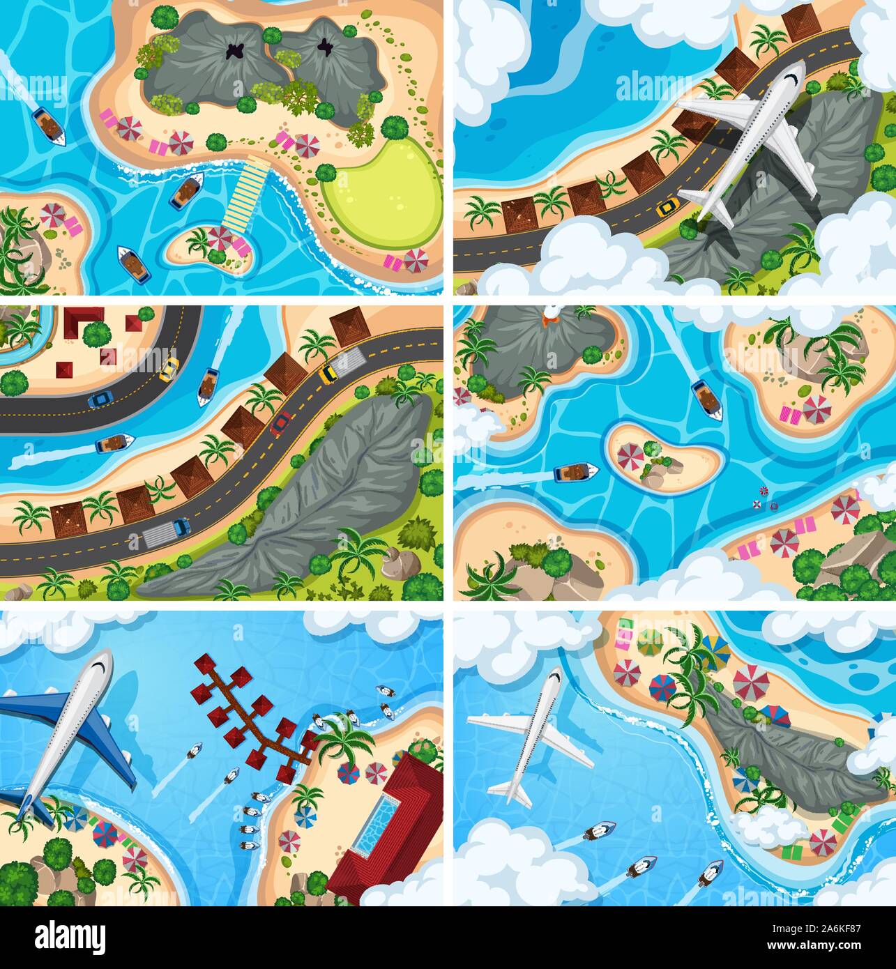 Set of aerial view scenes illustration Stock Vector Image & Art - Alamy