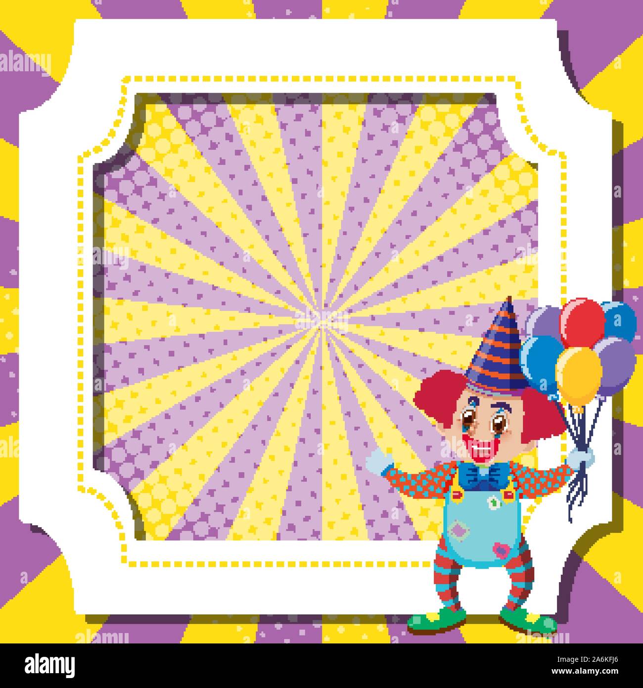 Frame template design with clown and balloons illustration Stock Vector ...