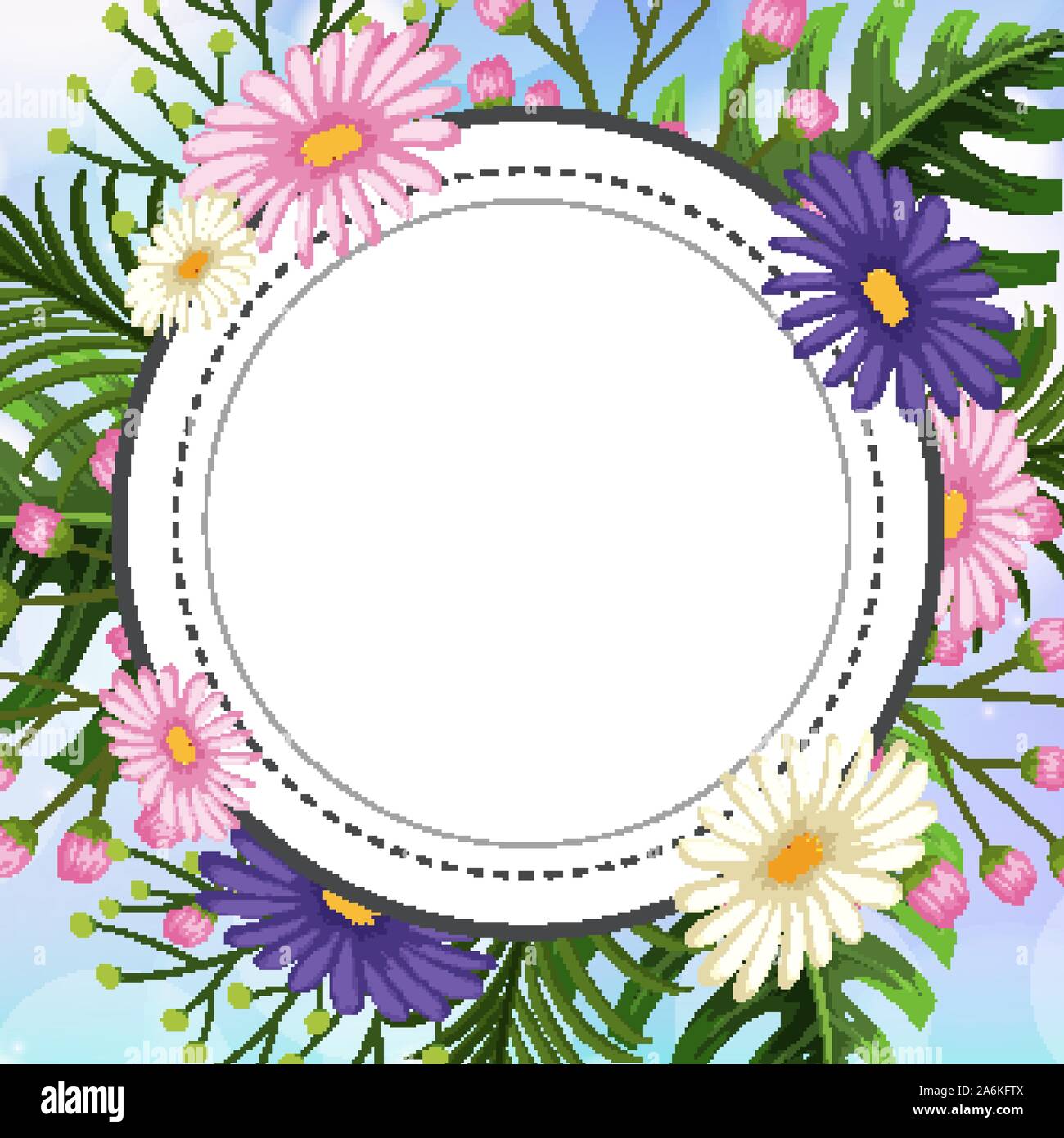 Frame template design with colorful flowers illustration Stock Vector ...