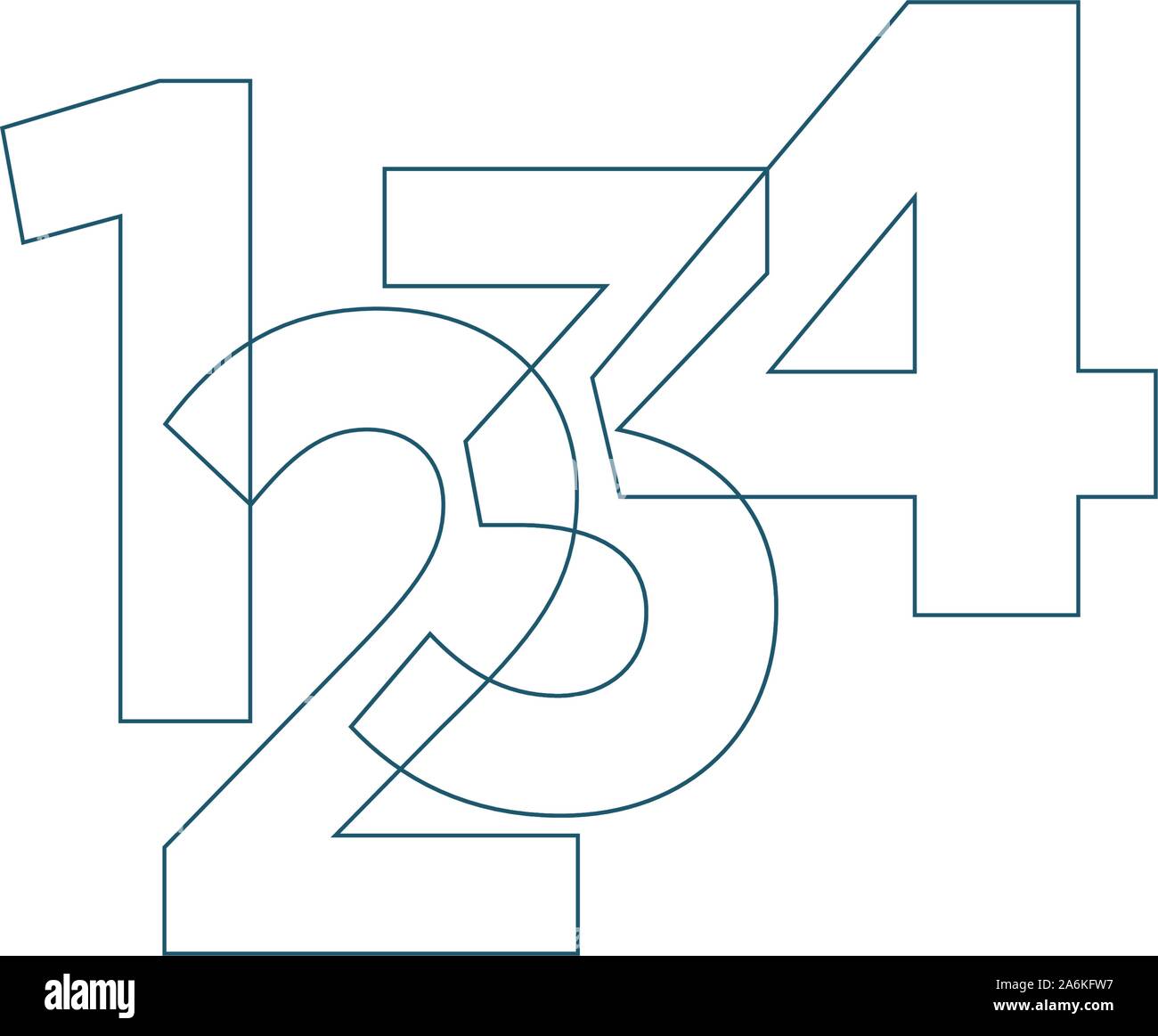 Mathematics and calculation linear icon with 1 2 3 4 digits. Vector ...