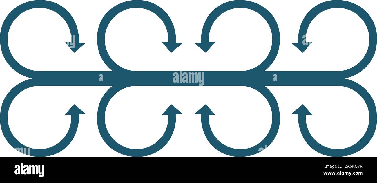 8 circular Arrows coming to one point, Logo Design, teambuilding ...