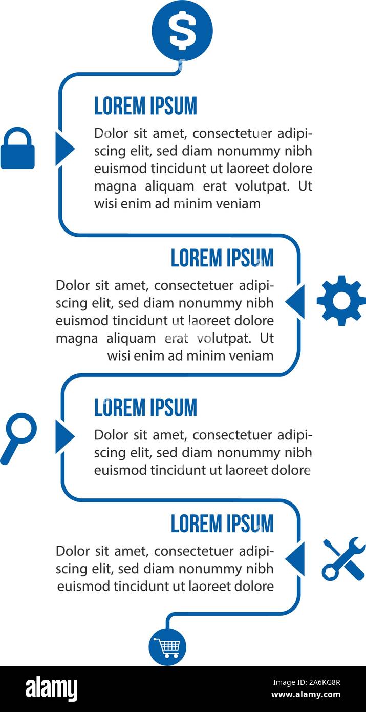 Vertical Curve line Infographic Timeline with extra icons. Vector ...