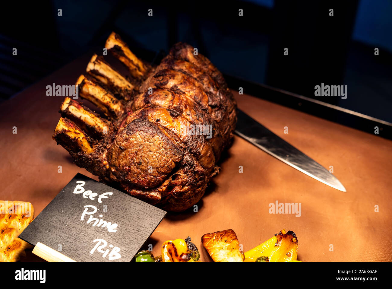 Wagyu beef roast prime rib, Carving food Stock Photo - Alamy