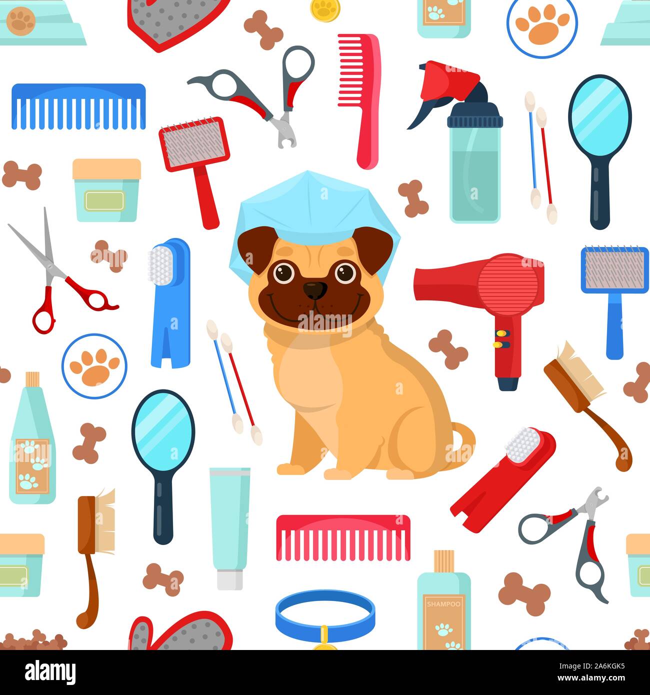 pattern with grooming tools and dog Stock Vector Image & Art - Alamy