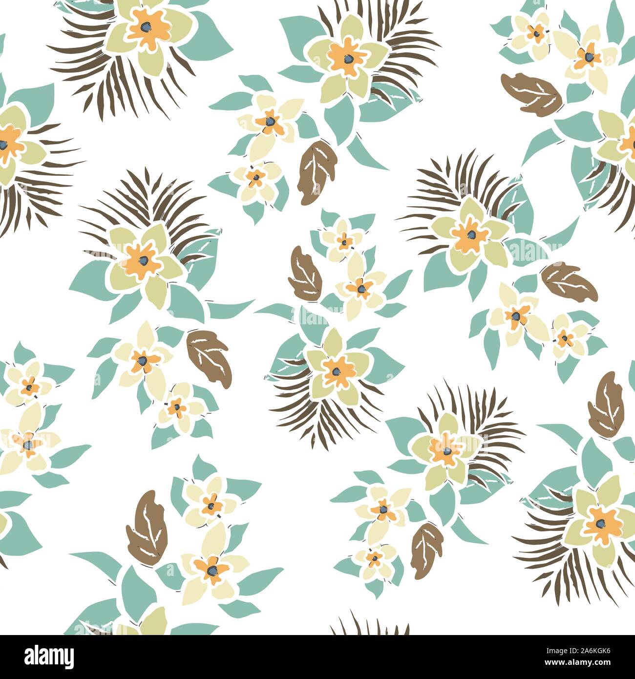 Seamless Pattern with sweet hand drawn Flowers. Scandinavian Style ...