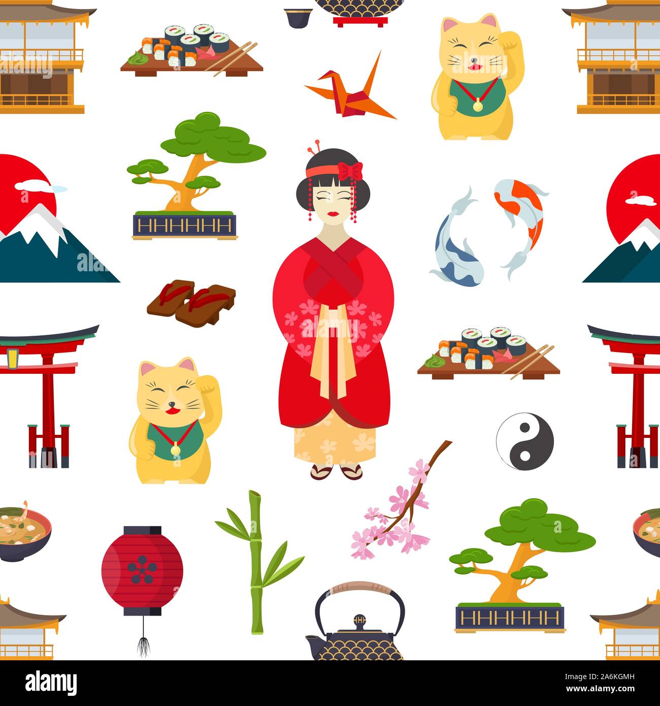 pattern with japanese symbols Stock Vector Image & Art - Alamy