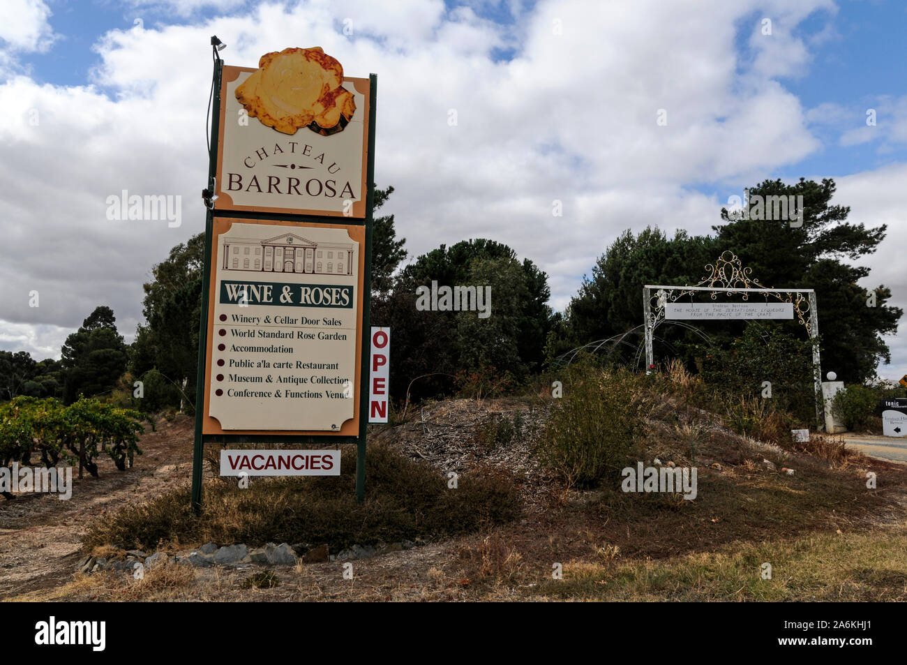 A large sign: Chateau Barossa vineyard in the Barossa Valley near ...