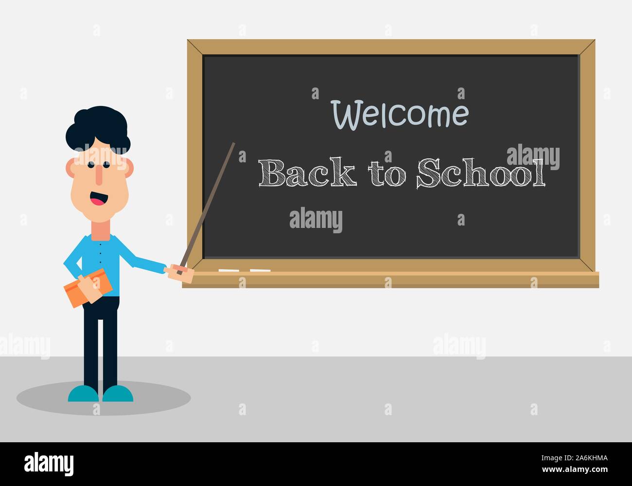Welcome back to school vector design with classroom teacher and ...