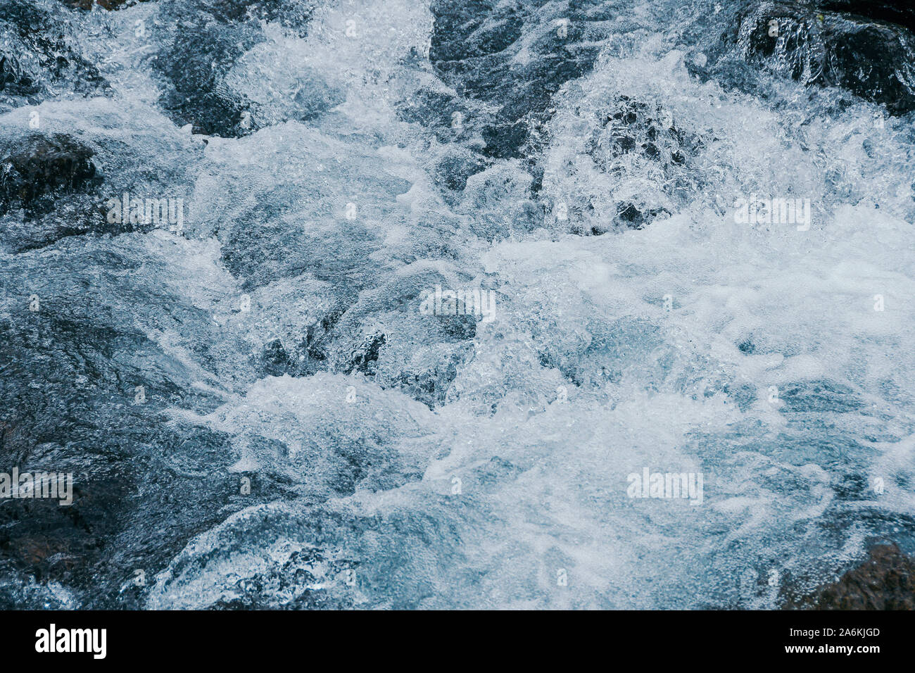 Rough water of sea surf. The water boils in rapid flow of river Stock ...