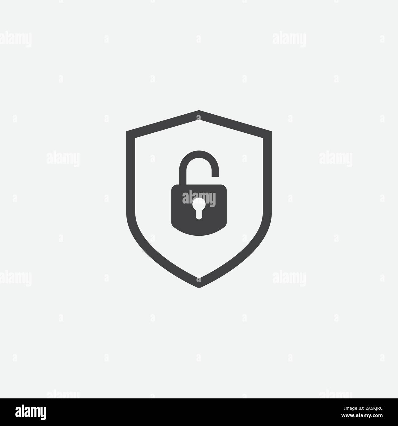 Shield, guard, lock icon vector, shield with padlock linear logo ...