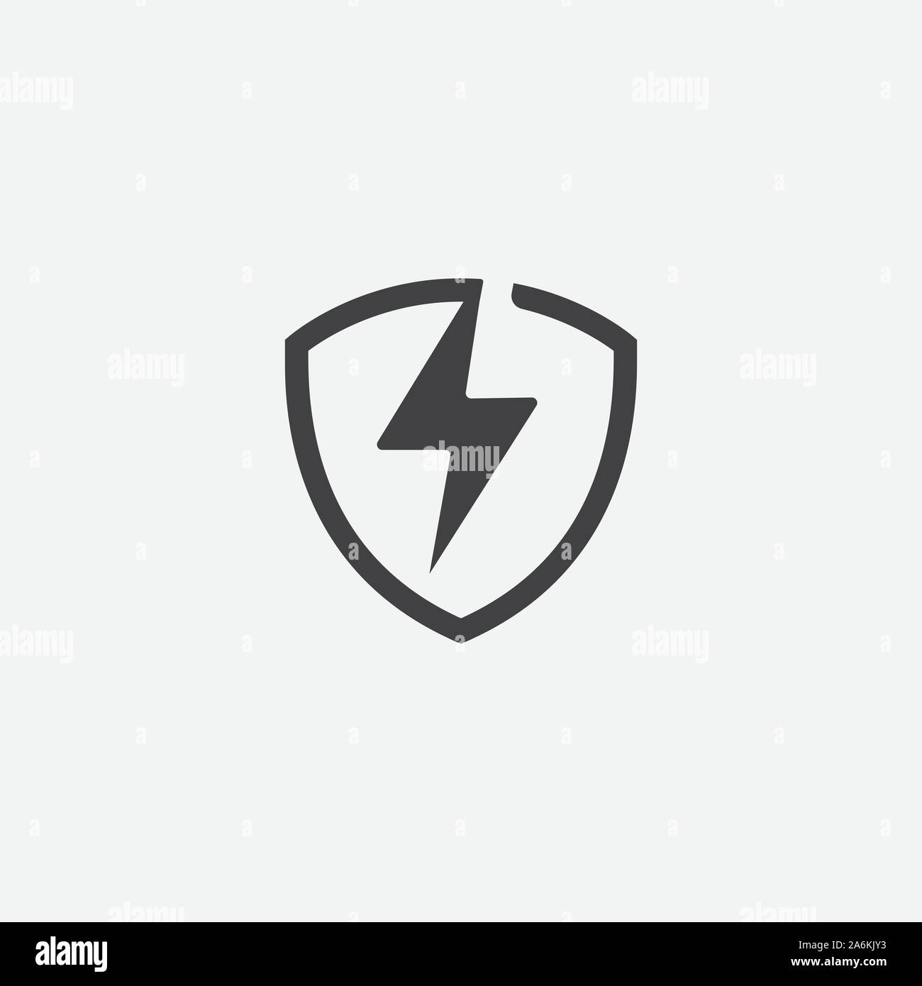 Creative electric shield logo design template, Modern vector symbol of ...