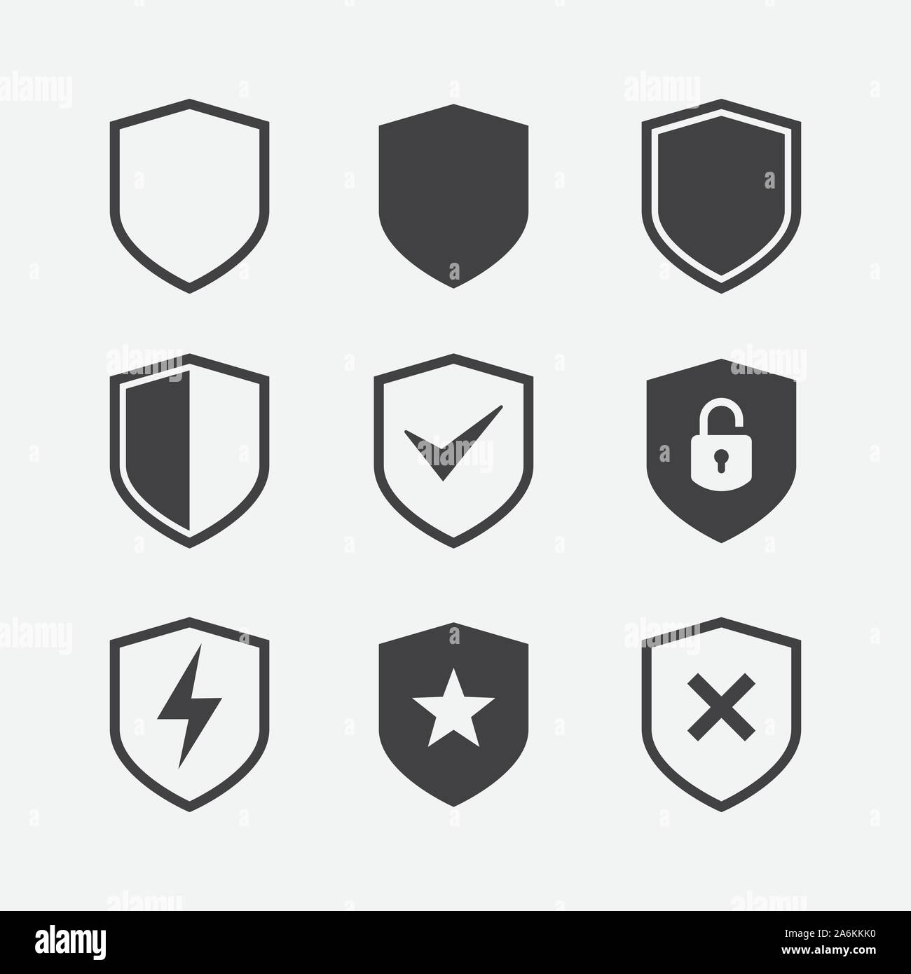 Simple security icon set, shield icon set, Vector simple shield icon ...