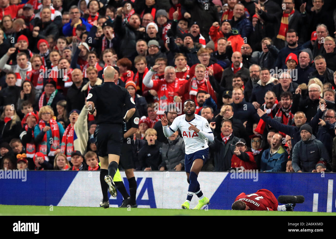 Tottenham Hotspur's Danny Rose (centre) reacts after a tackle on ...