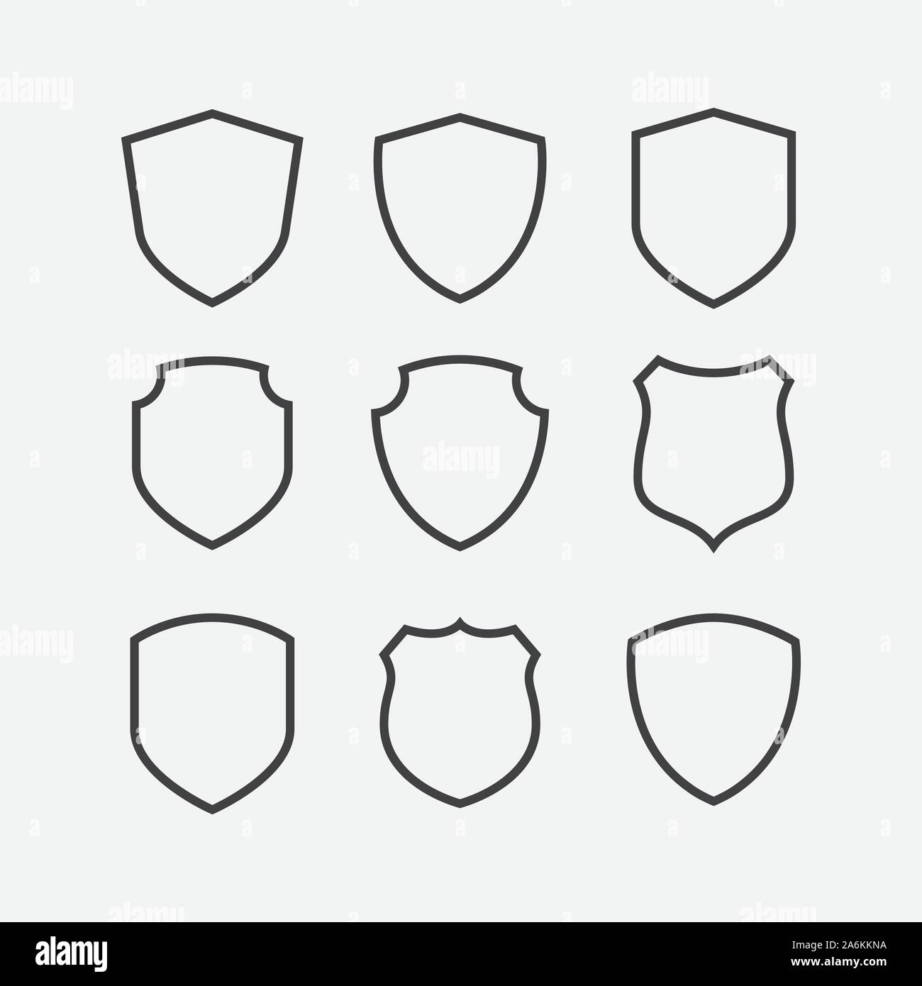 Simple Security Icon Set In Linear Style Shield Linear Icon Set Vector Simple Shield Icon Set