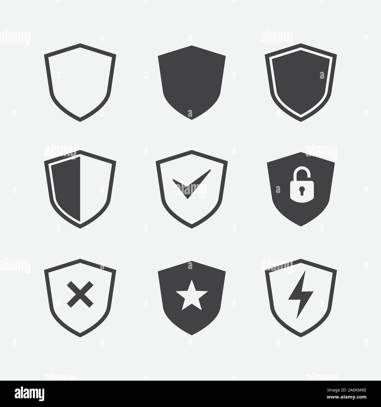 Simple security icon set, shield icon set, Vector simple shield icon ...