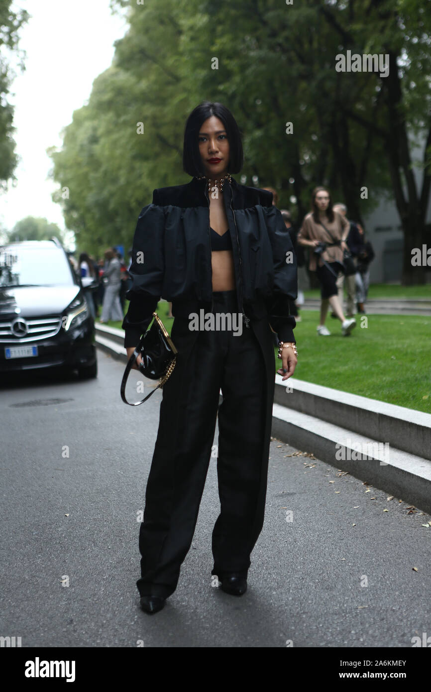 Molly Chiang attending the Armani show during Milan Fashion Week ...