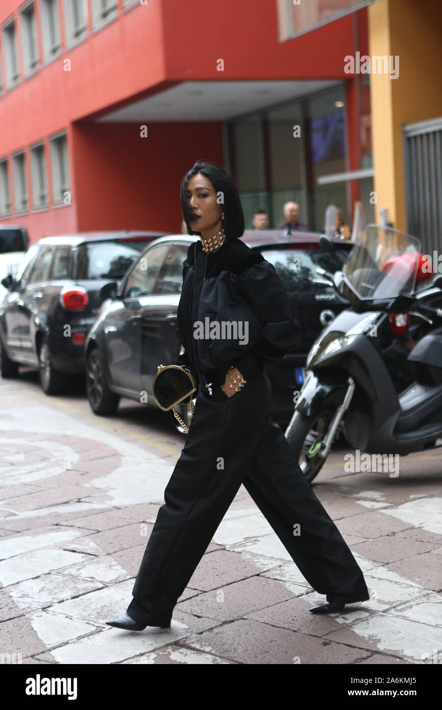 Molly Chiang attending the Armani show during Milan Fashion Week ...
