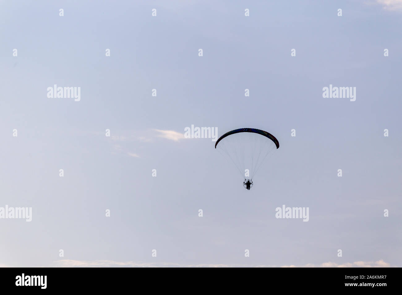 Motor powered paraglide parachute on beautiful sky background Stock ...
