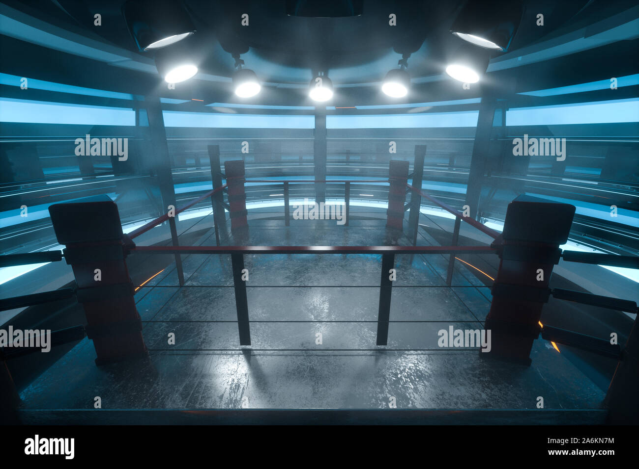 The arena in a dark room, 3d rendering. Computer digital drawing Stock ...